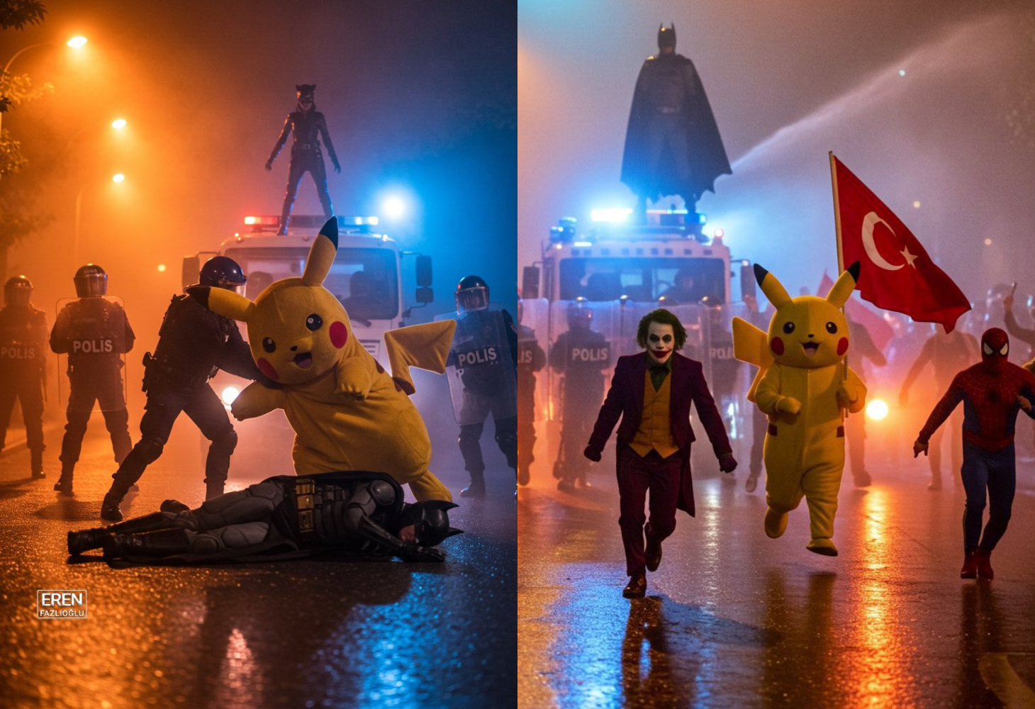 Pikachu Flees Riot Police in Istanbul Protests